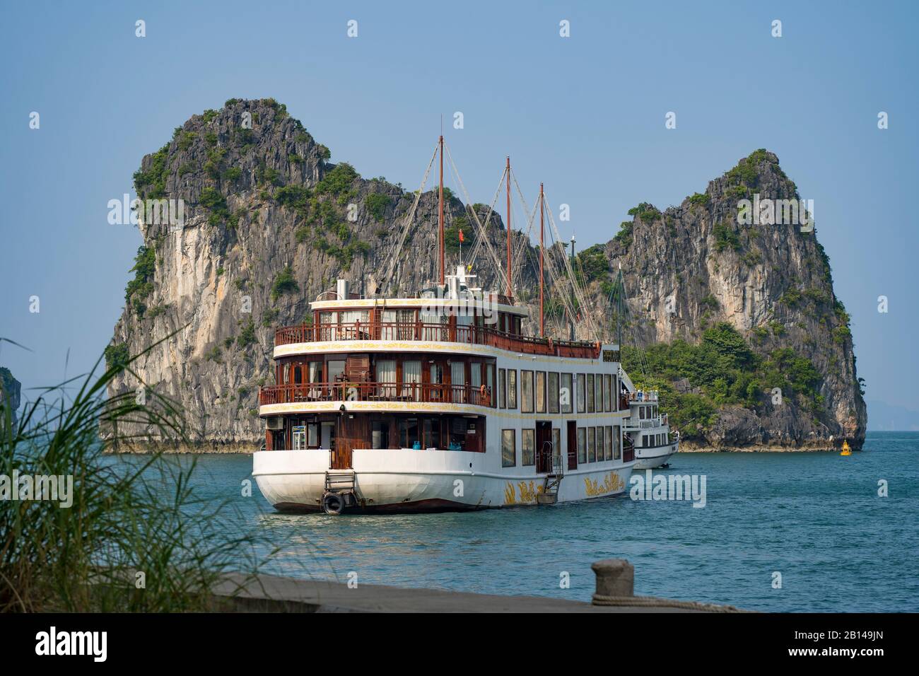 Halong Bay in Vietnam, boat tour with Emperor Cruise Stock Photo - Alamy