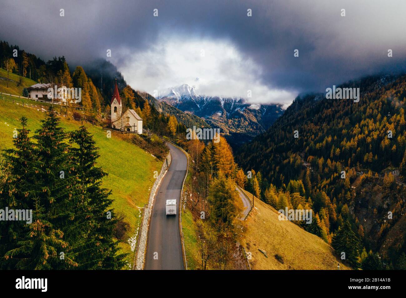 Pass to Samnaun in Switzerland with a view of the surrounding mountains ...