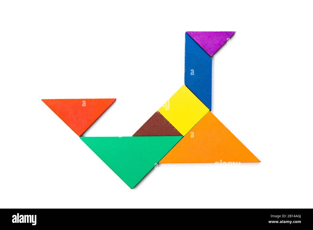 Color wood tangram puzzle in seal or sea lion shape on white background ...