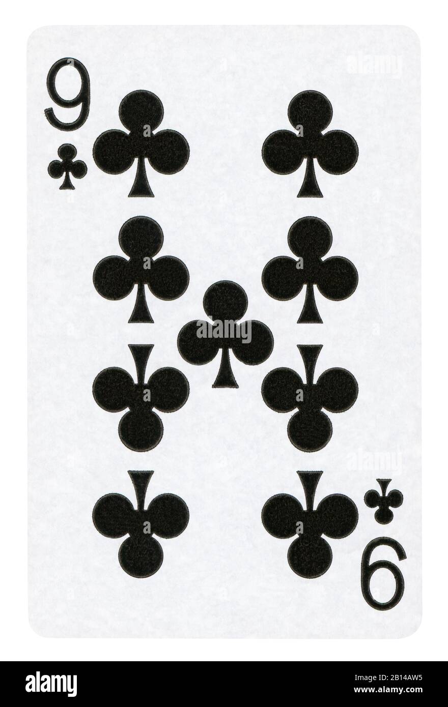 Nine of Clubs Vintage playing card - isolated on white (clipping path ...