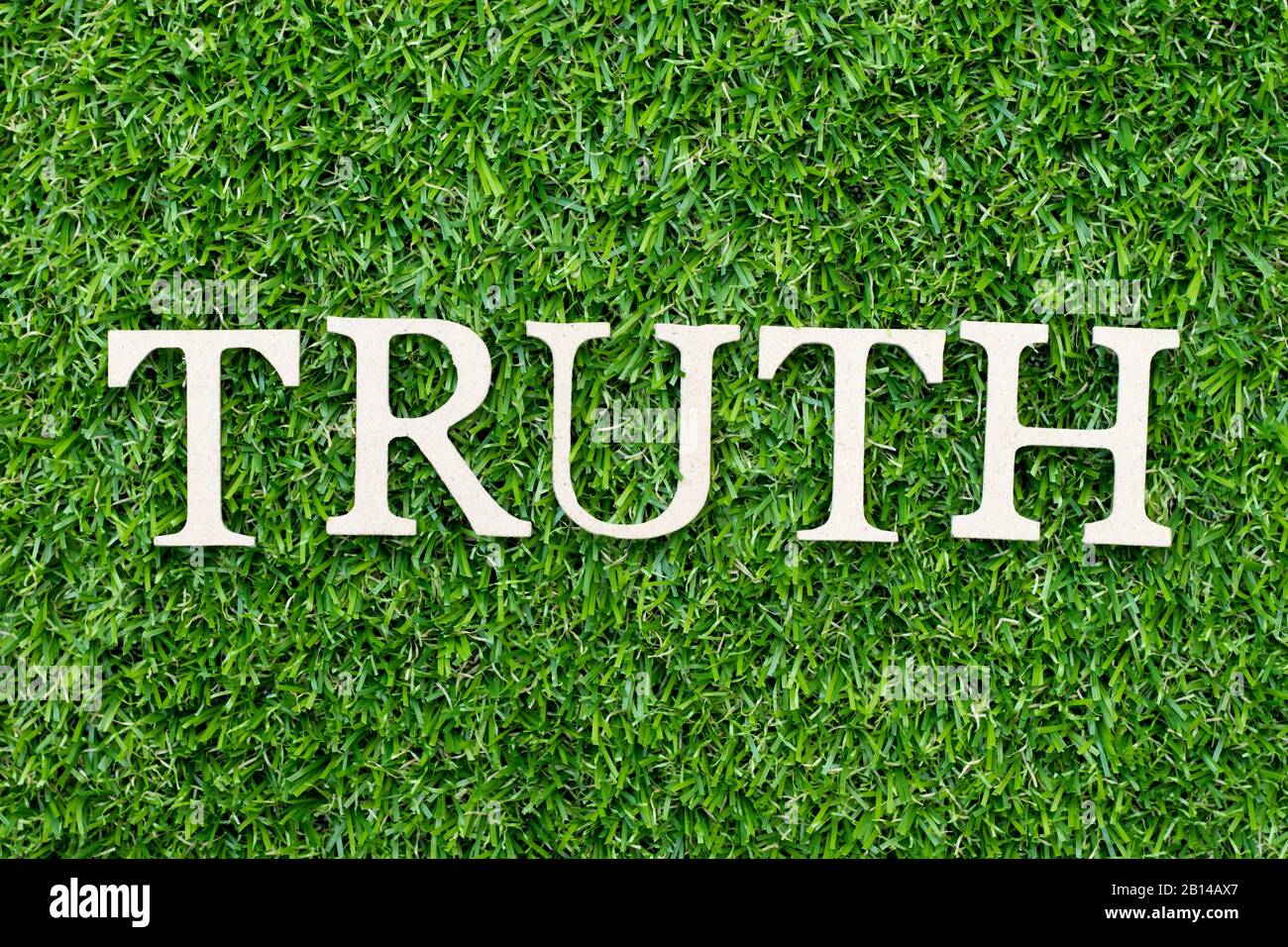 Wood alphabet letter in word truth on green grass background Stock ...