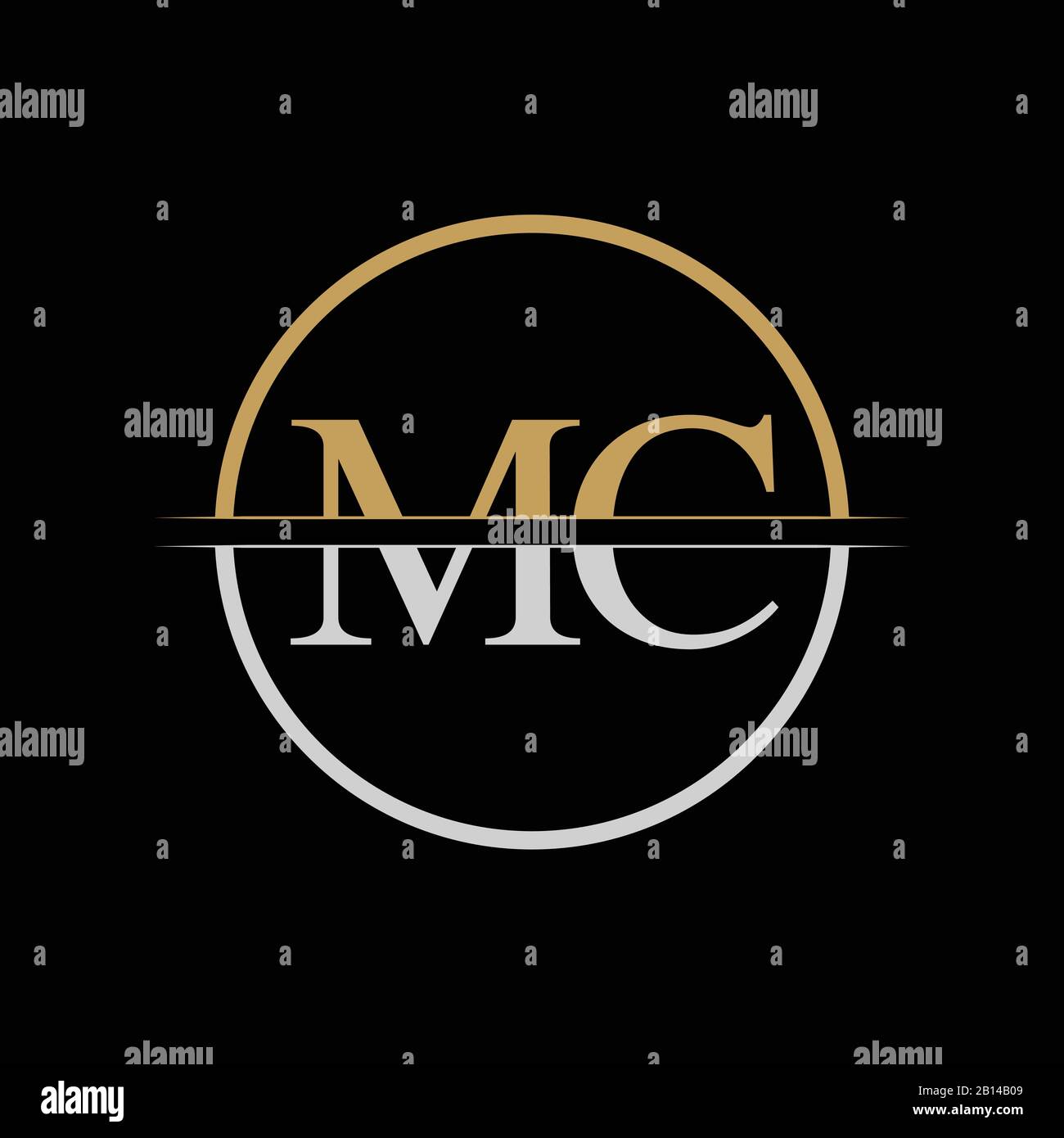 Initial MC letter Logo Design vector Template. Gold and Silver Letter ...
