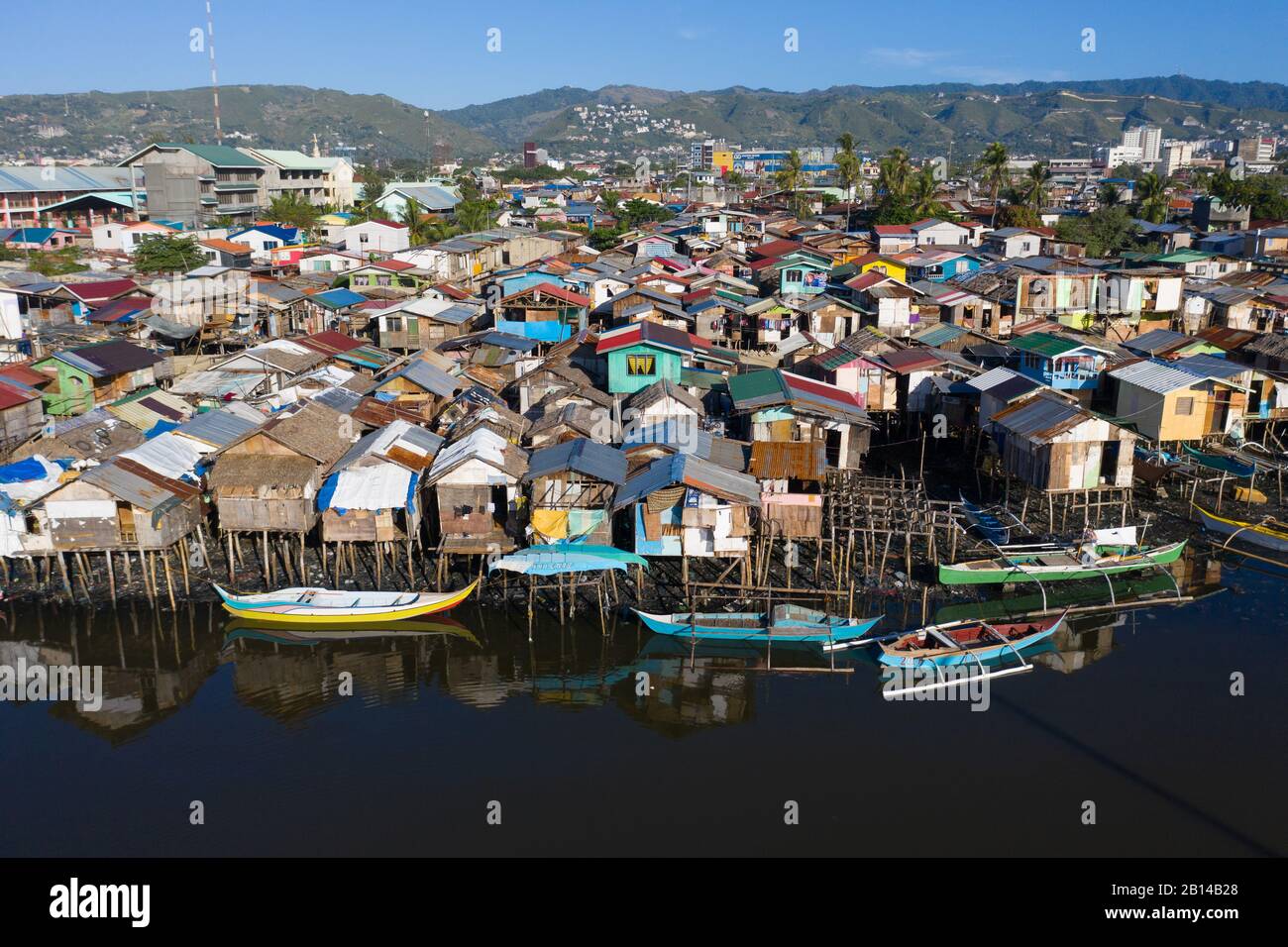 Aerial view of a Badjao community on the outskirts of Cebu City ...