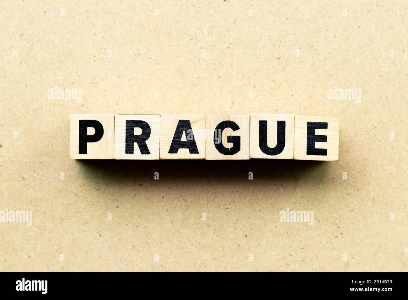 Letter block in word Prague on wood background Stock Photo - Alamy