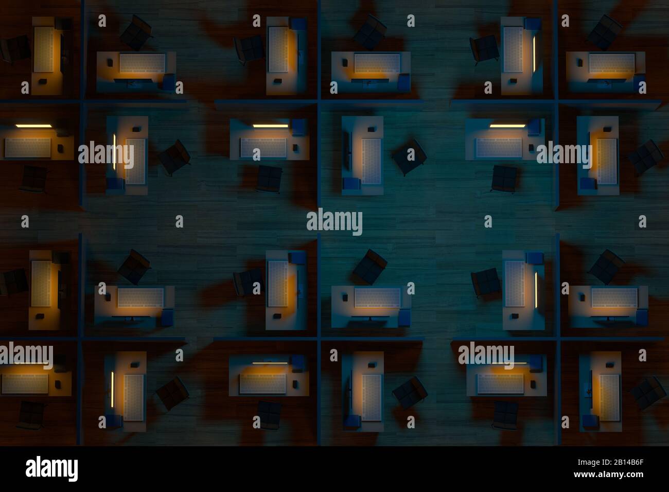 Office model and wooden floor with dark background,3d rendering ...