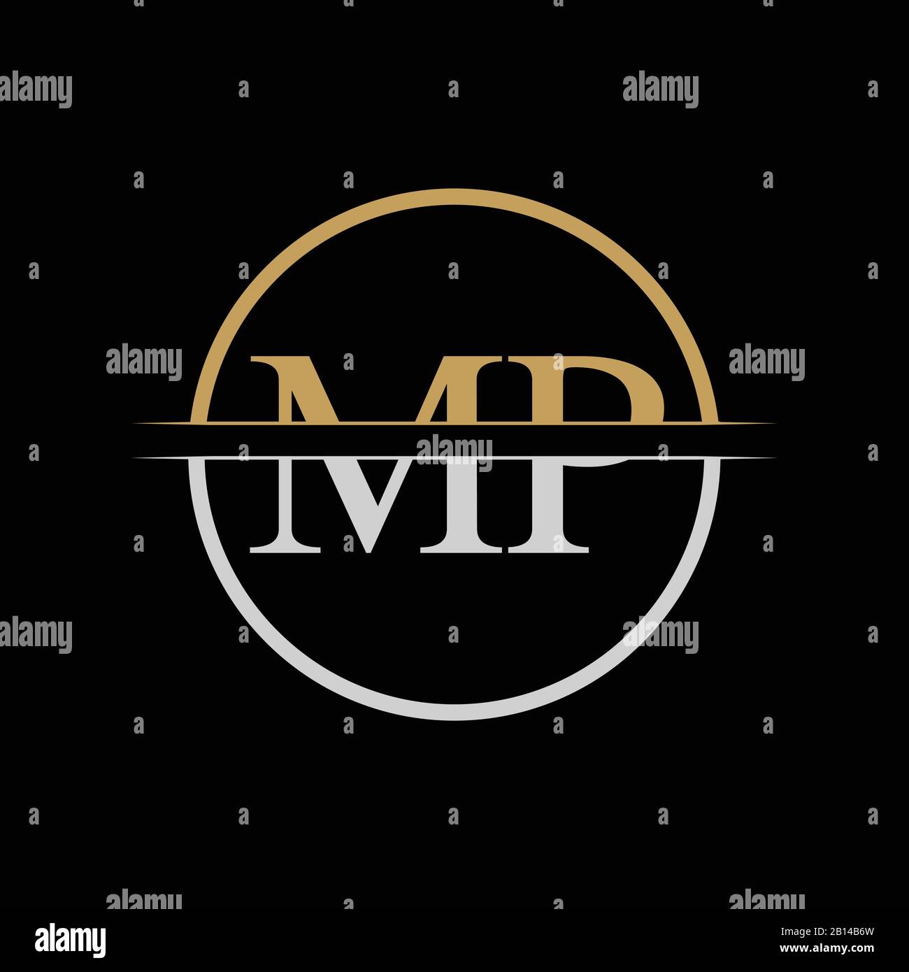 Initial MP letter Logo Design vector Template. Gold and Silver Letter MP logo Design Stock ...