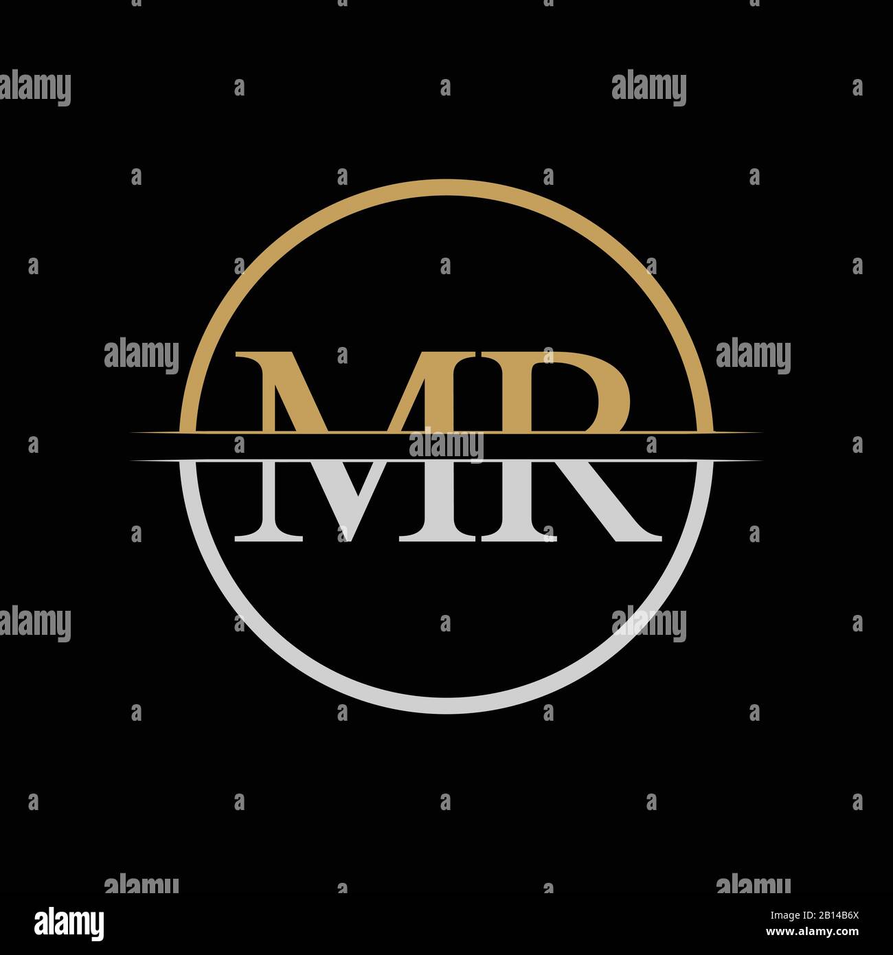 Initial MR letter Logo Design vector Template. Gold and Silver Letter MR logo Design Stock ...
