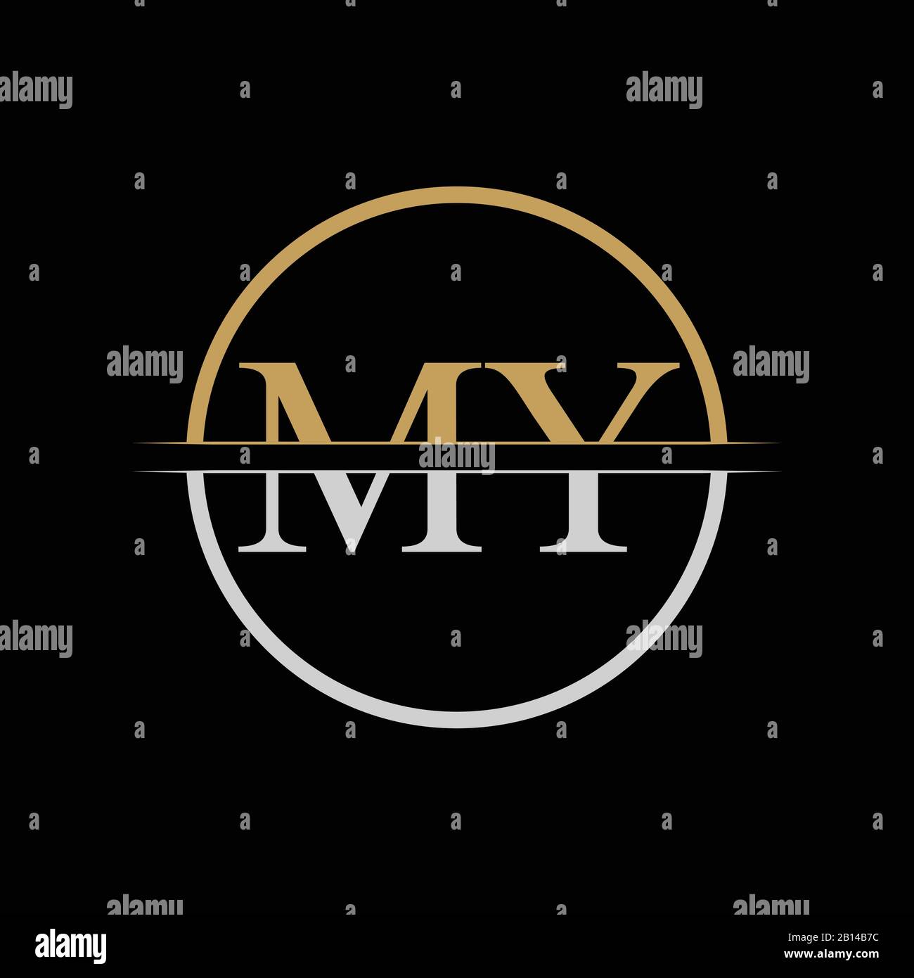 Initial MY letter Logo Design vector Template. Gold and Silver Letter ...
