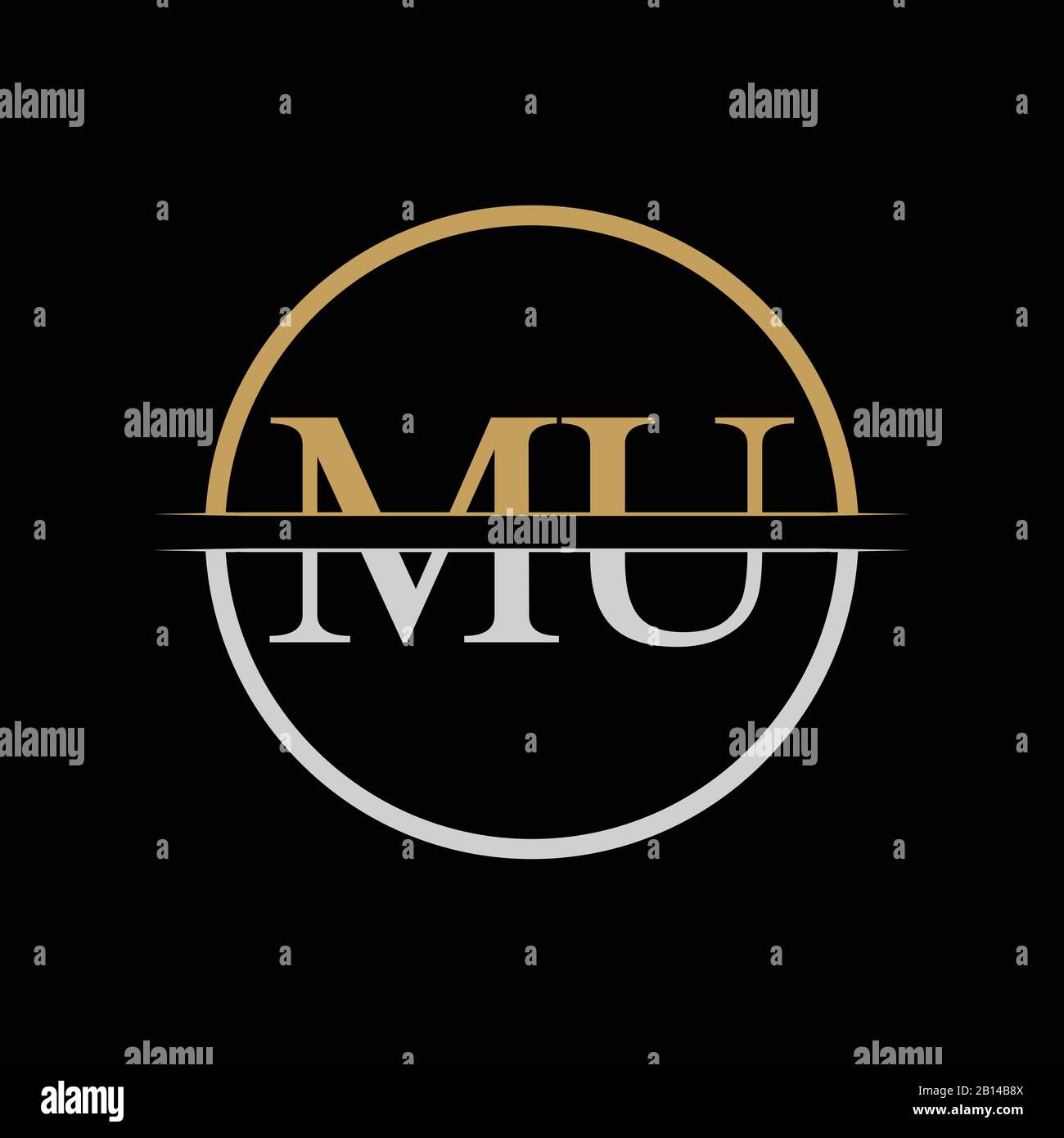 Initial MU letter Logo Design vector Template. Gold and Silver Letter ...