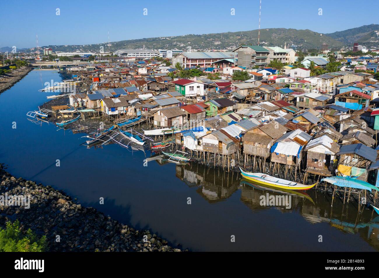 Aerial view of a Badjao community on the outskirts of Cebu City ...