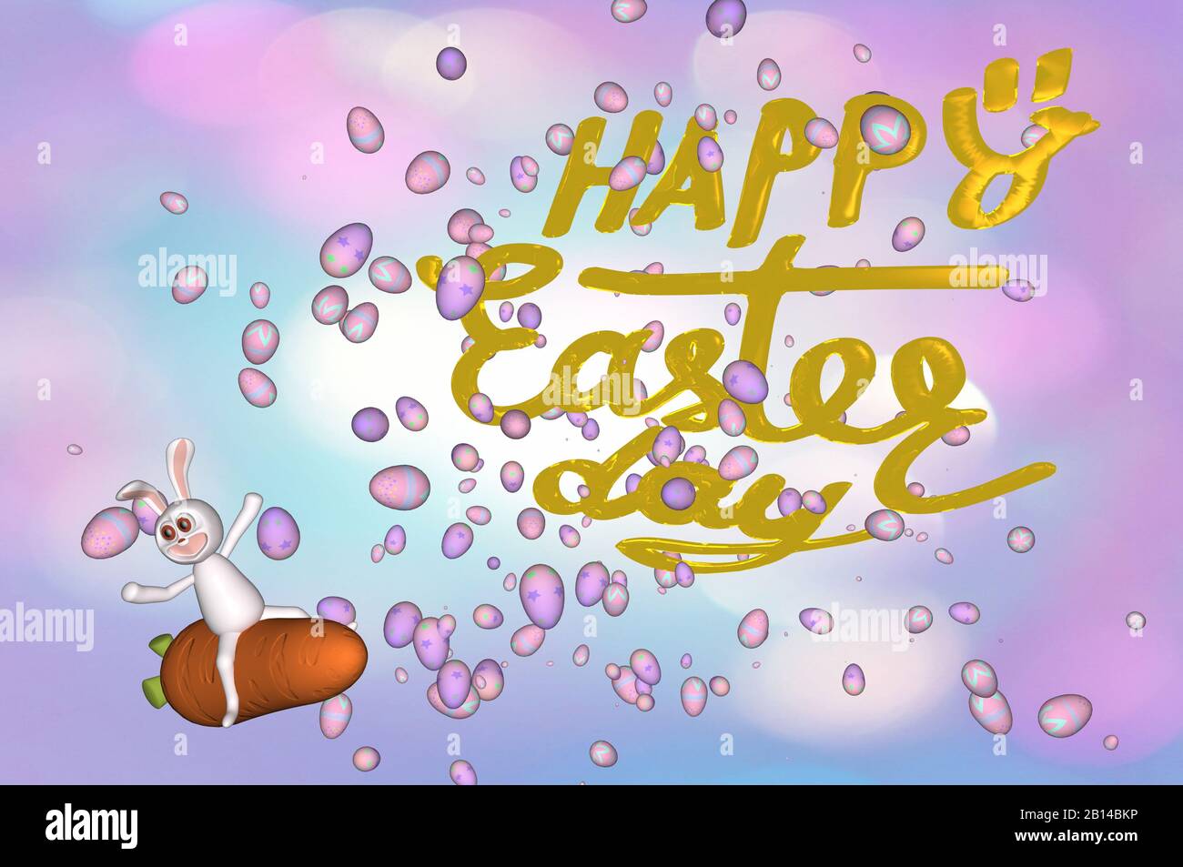 Bunny Racing Carrot with easter egg background , Concept : HAPPY ...