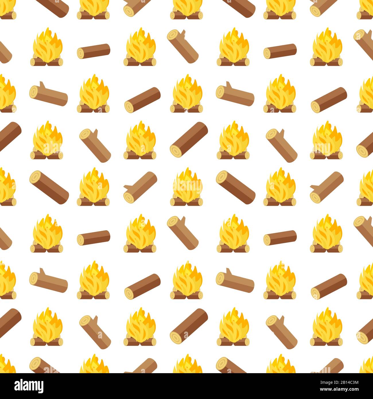 Wood logs and bonfires seamless pattern. Background with bonfire or ...