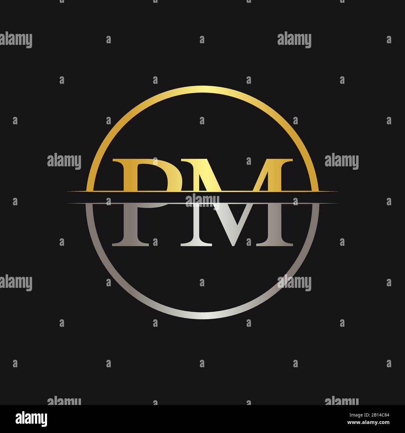 Initial Monogram Letter PM Logo Design Vector Template. PM Letter Logo ...
