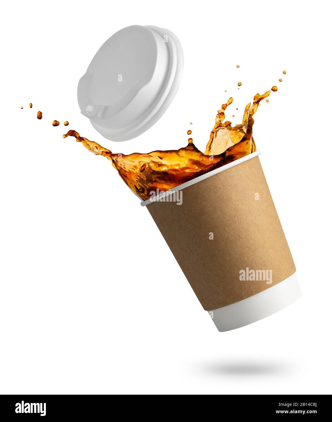 falling disposable cup with coffee splash Stock Photo - Alamy
