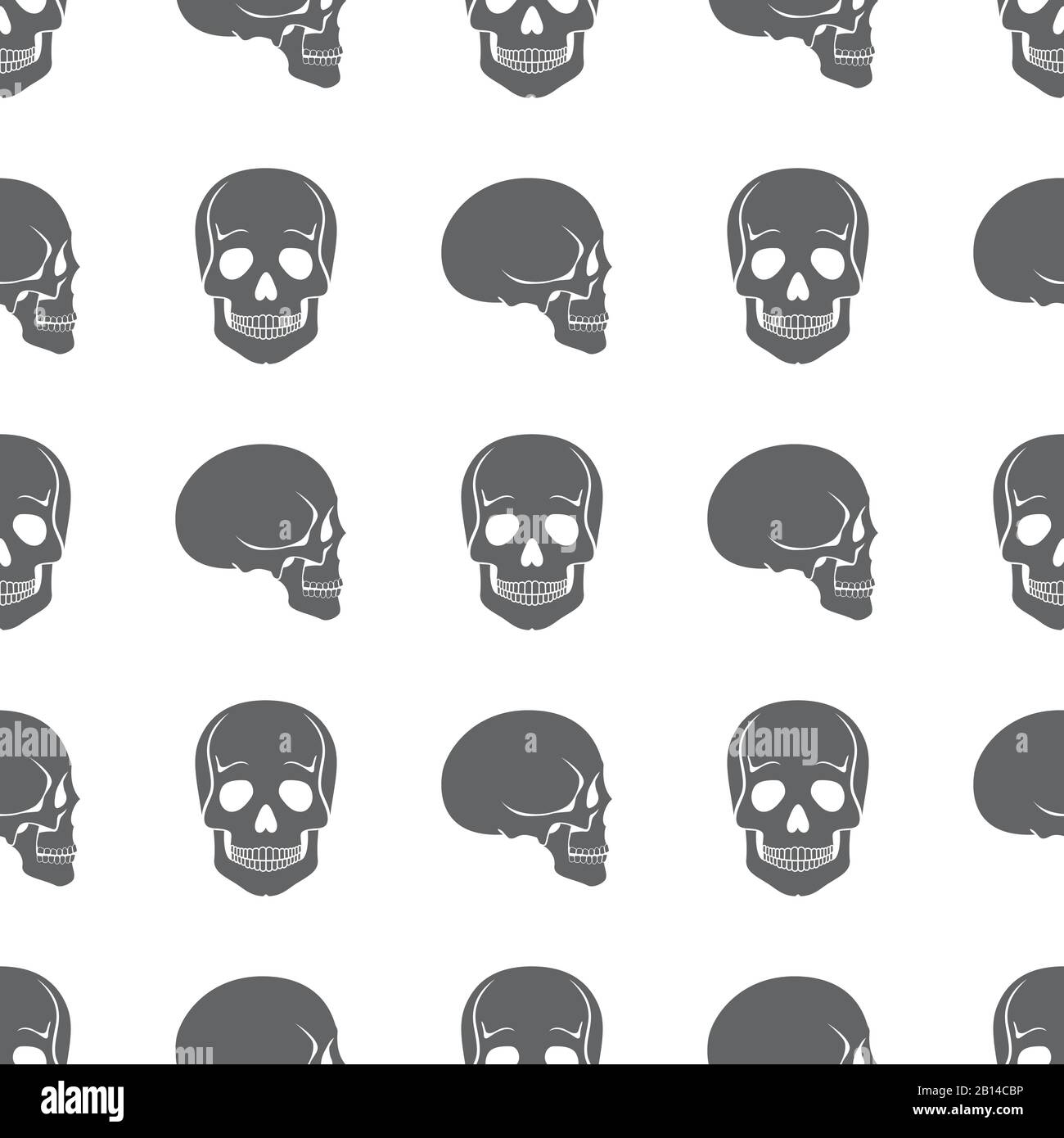 Human skulls on white seamless pattern. Bone and death. Vector ...