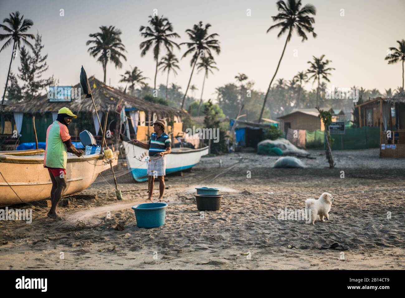 Fishermen on the Arambol beach, Goa, India, Asia Stock Photo - Alamy