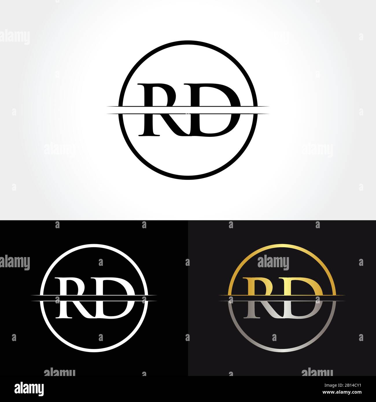 Abstract Letter RD Logo Design Vector Template. Creative Gold and ...