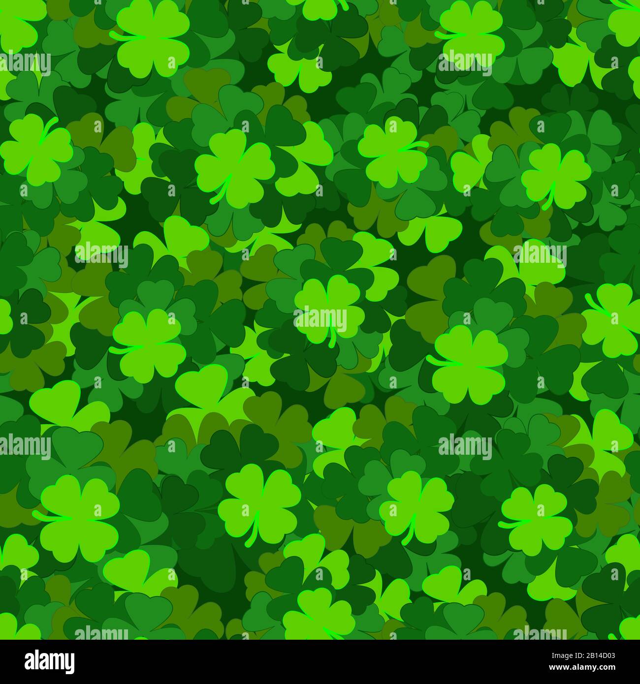 Cartoon outlined green clover leaf decorative seamless pattern ...