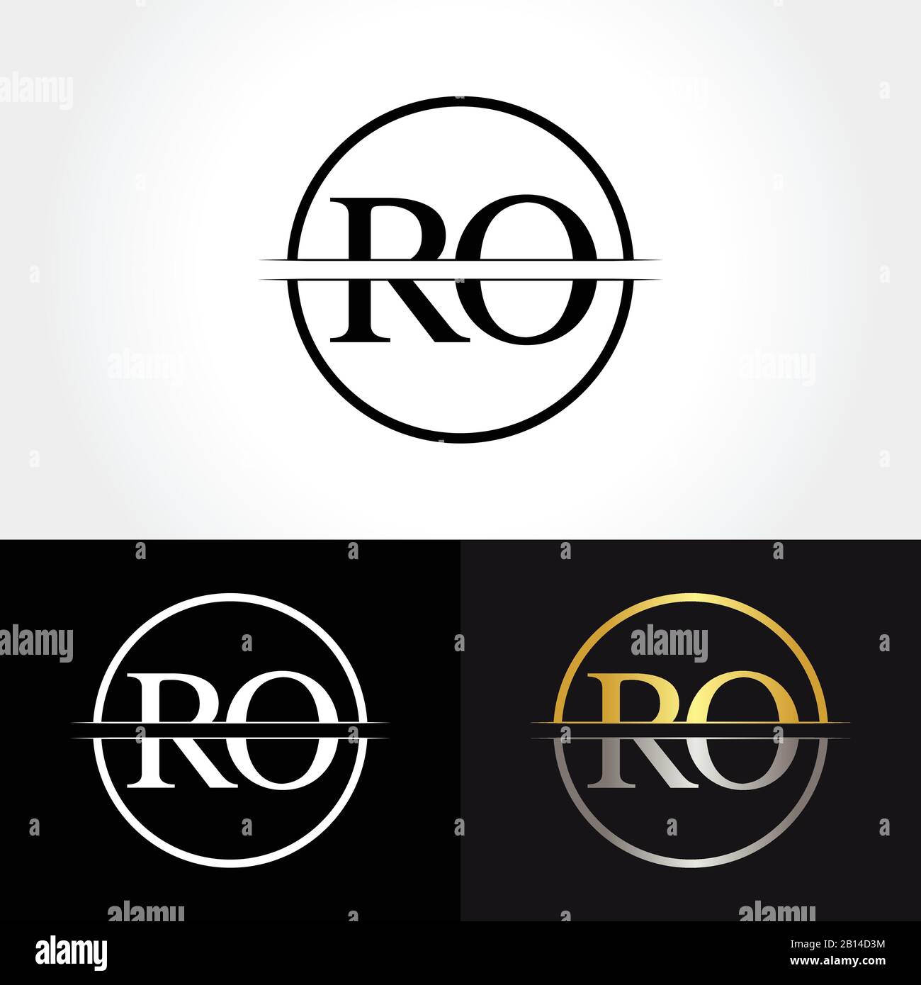 Abstract Letter RO Logo Design Vector Template. Creative Gold and ...