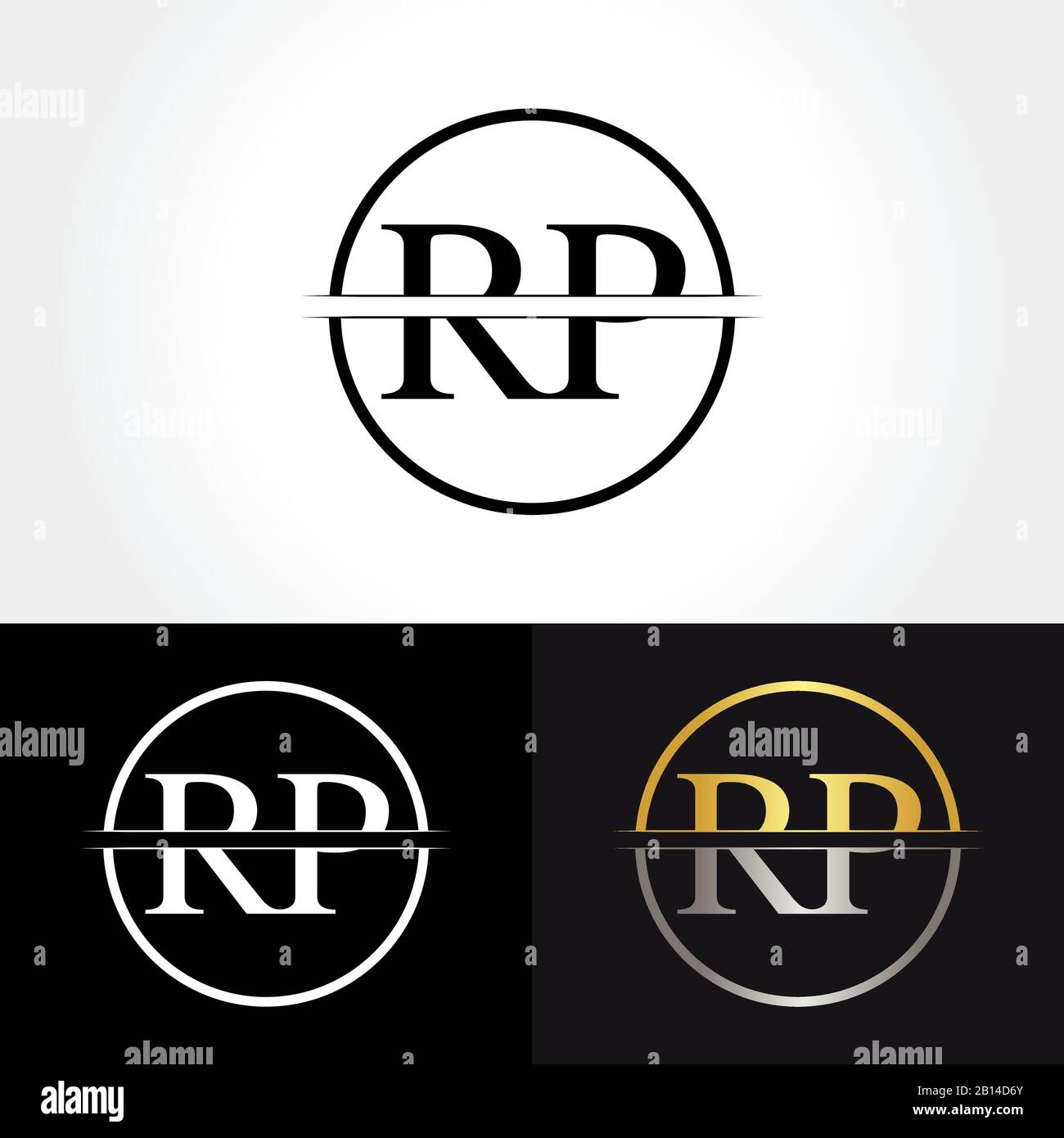 Abstract Letter RP Logo Design Vector Template. Creative Gold and ...