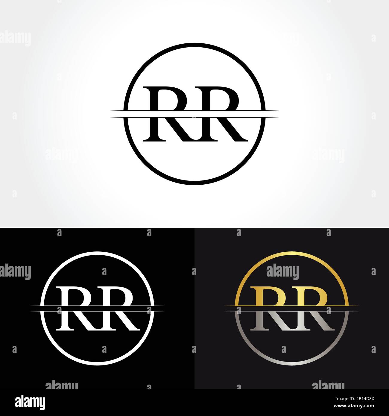 Abstract Letter RR Logo Design Vector Template. Creative Gold and ...