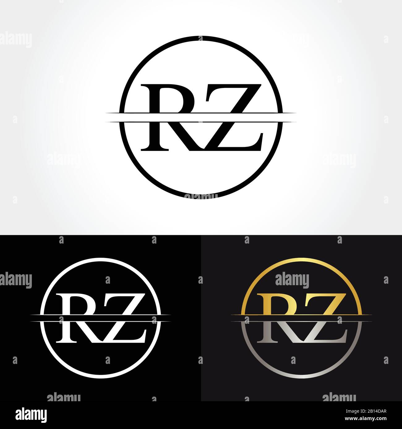 Abstract Letter RZ Logo Design Vector Template. Creative Gold and ...