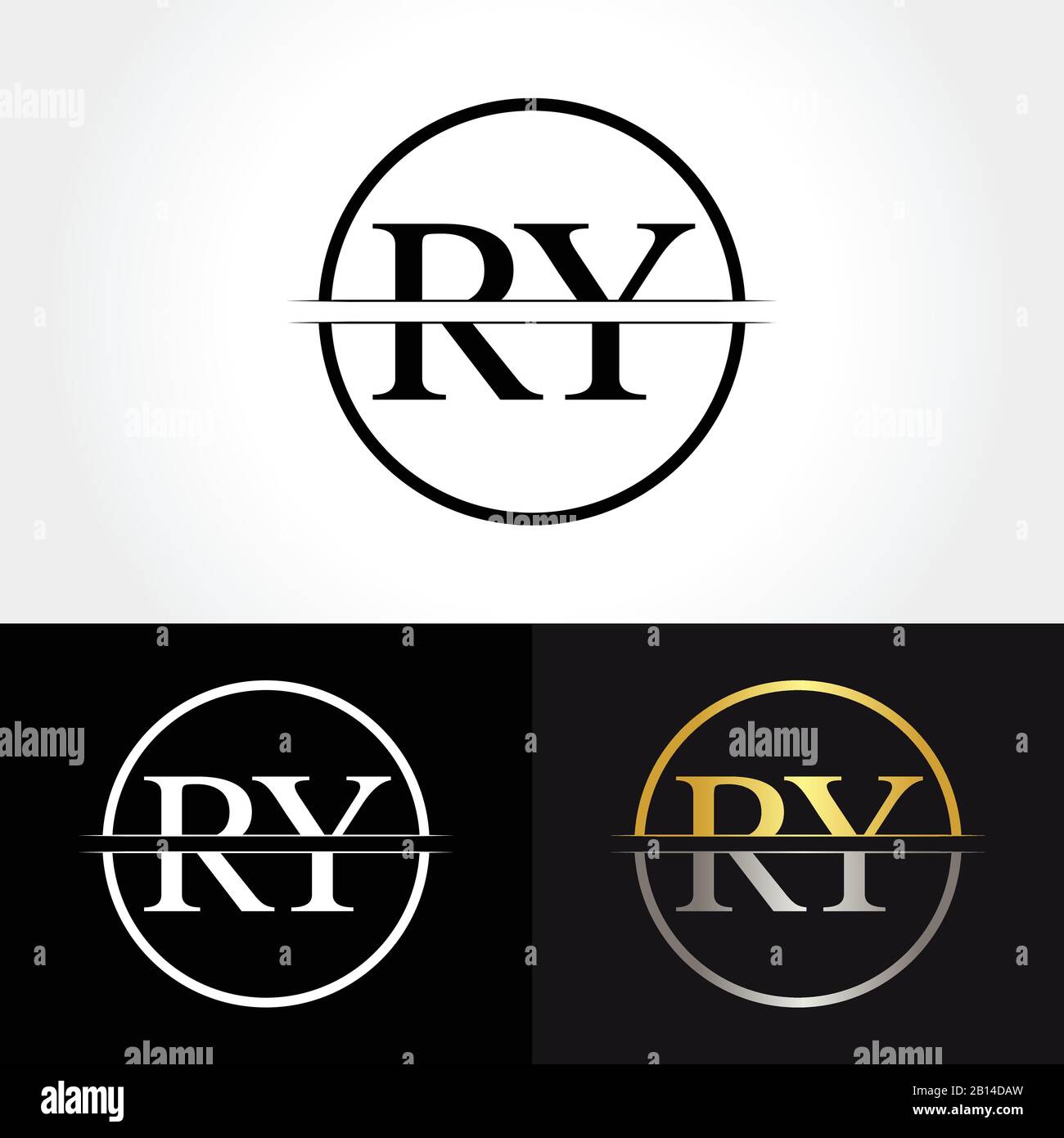 Abstract Letter RY Logo Design Vector Template. Creative Gold and ...