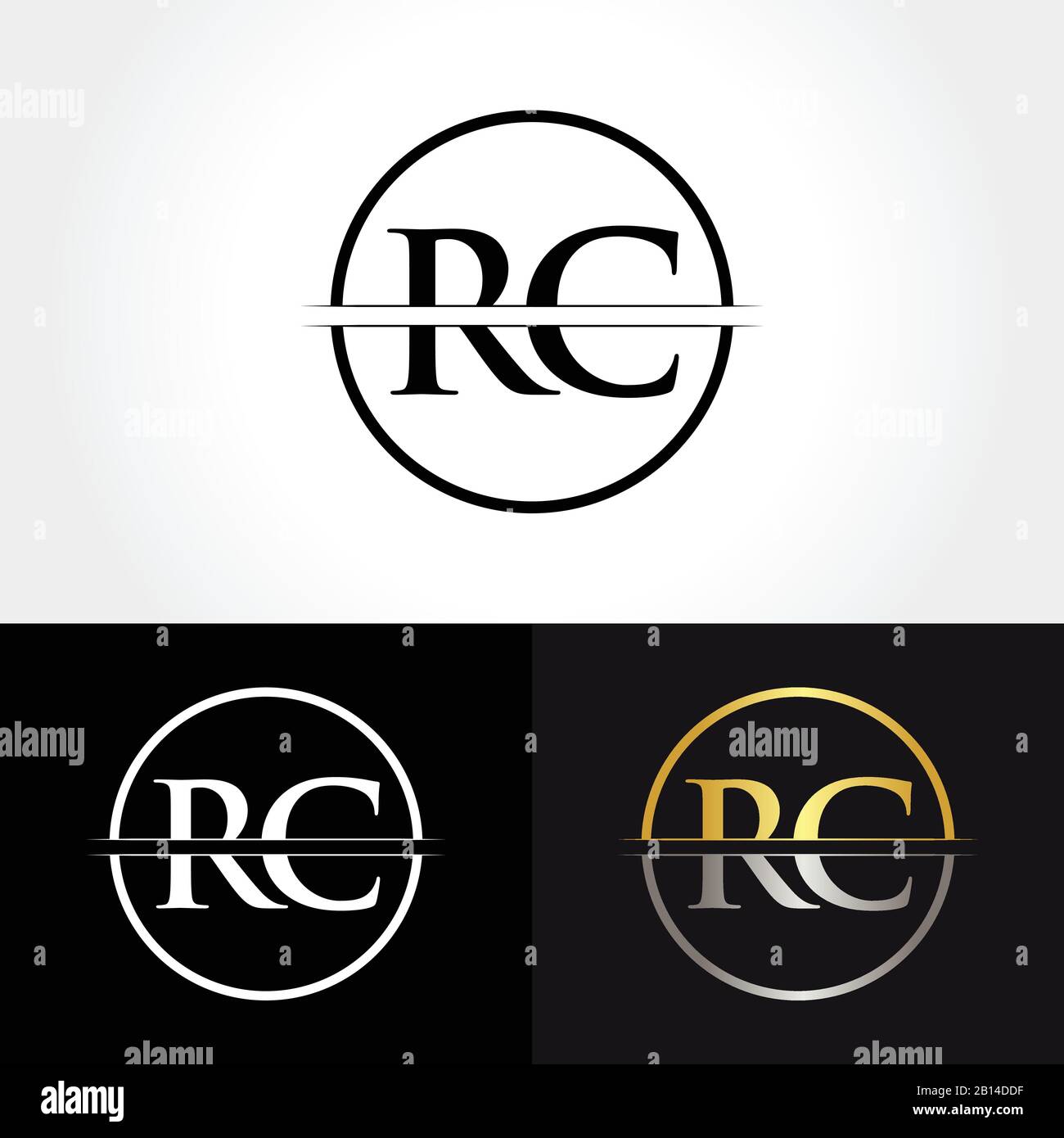 Abstract Letter RC Logo Design Vector Template. Creative Gold and ...