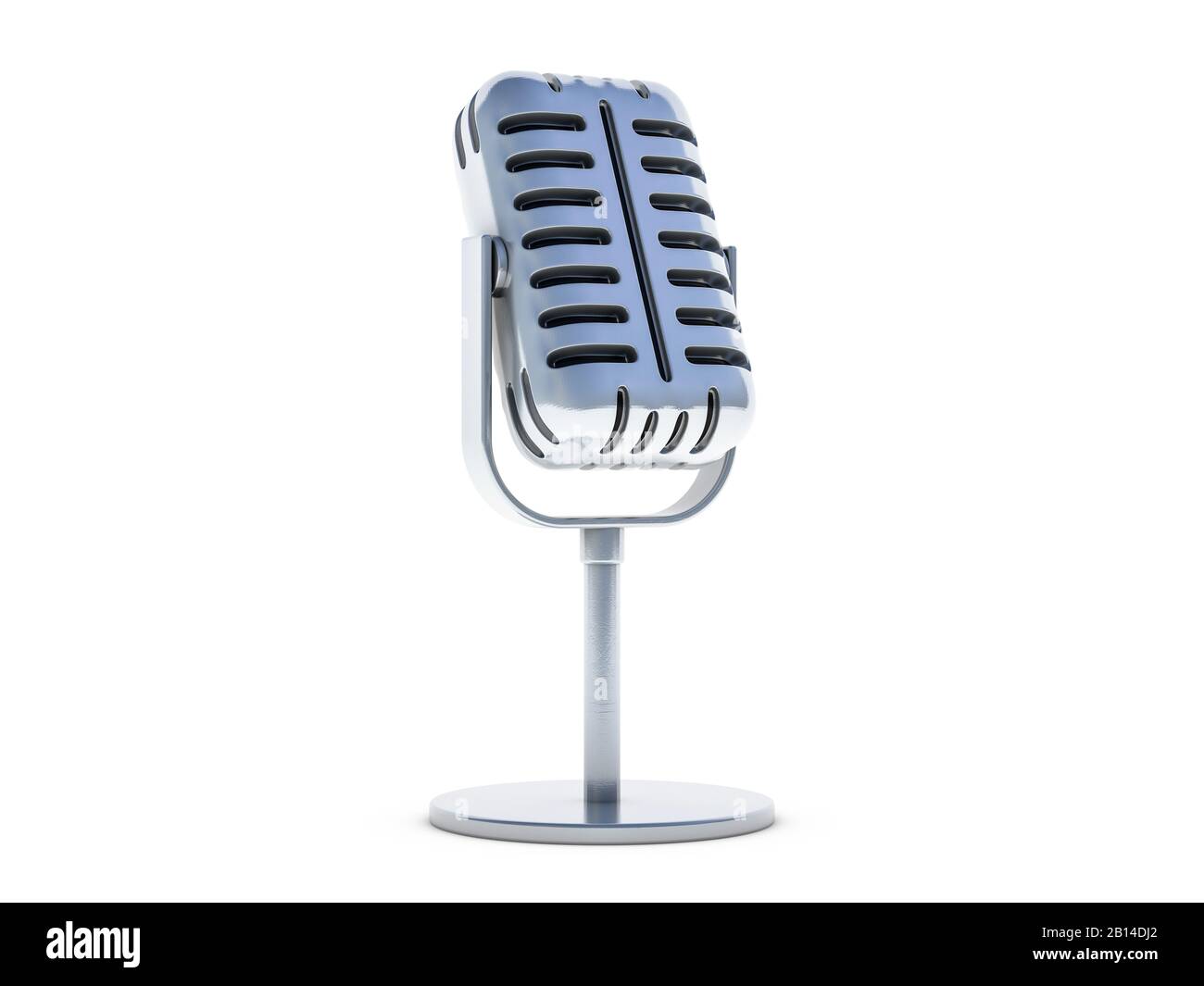 Vintage silver microphone isolated on white background. 3D rendering ...