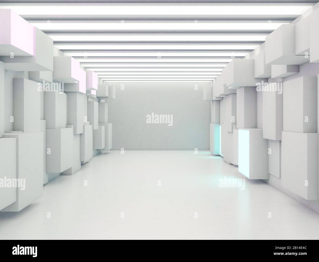 Abstract modern architecture background, empty open space interior. 3D ...