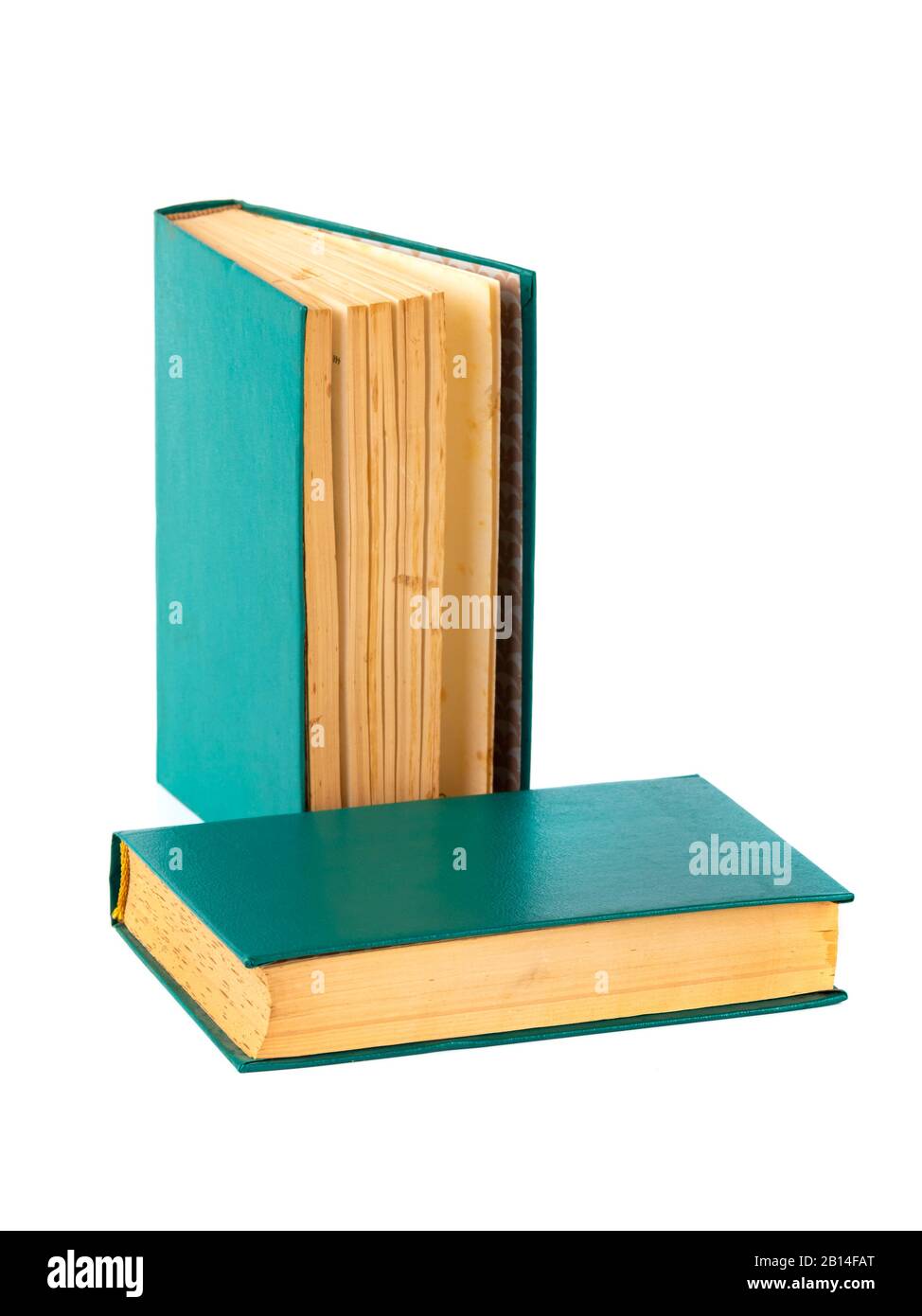 Two old books isolated on a white background. Education Stock Photo - Alamy