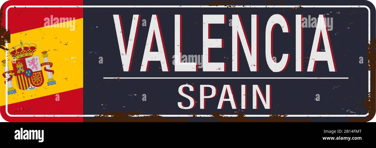 Valencia vintage rusty metal sign on a white background, vector ...