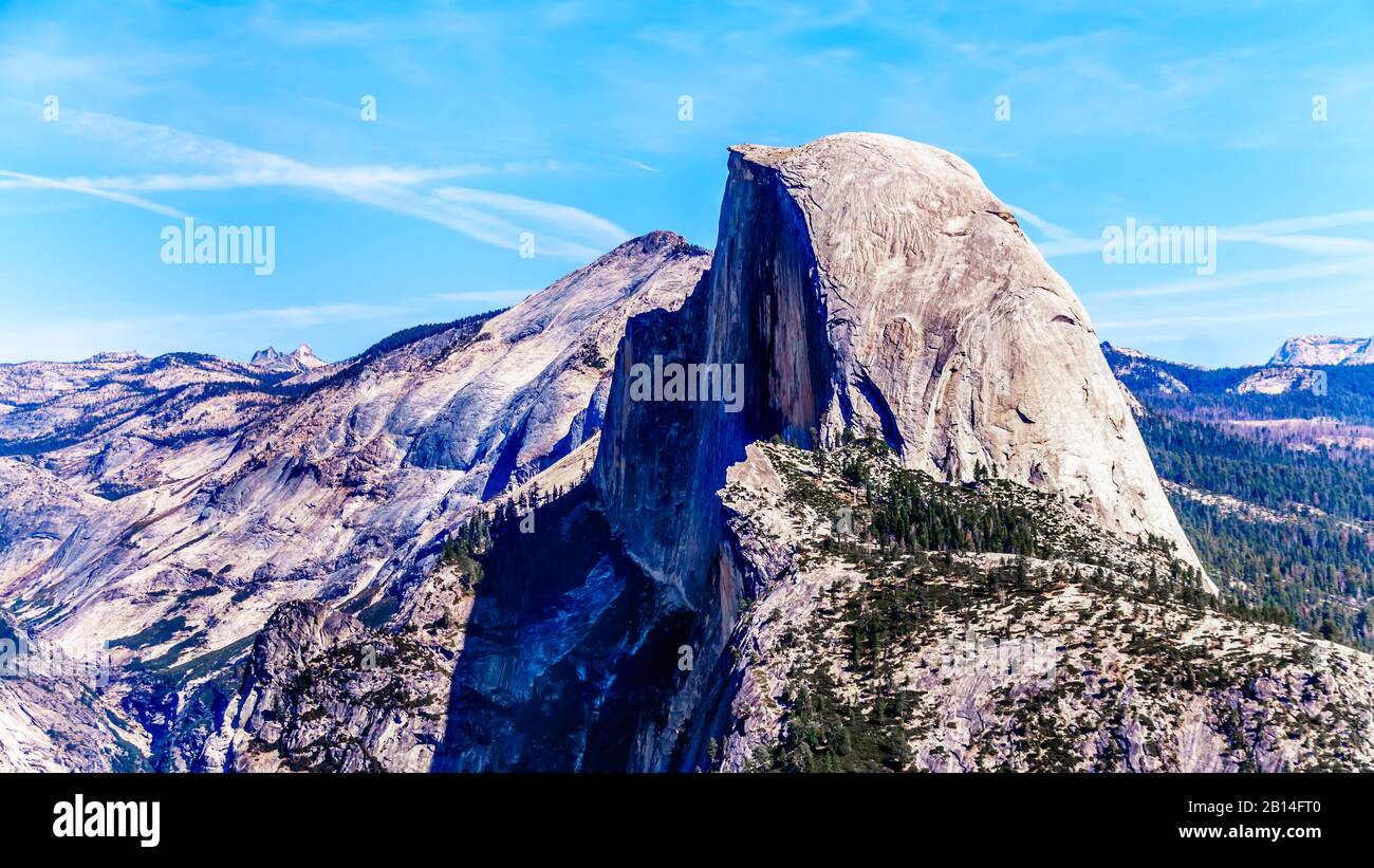 The famous granite Half Dome rock formation in the Eastern Yosemite ...