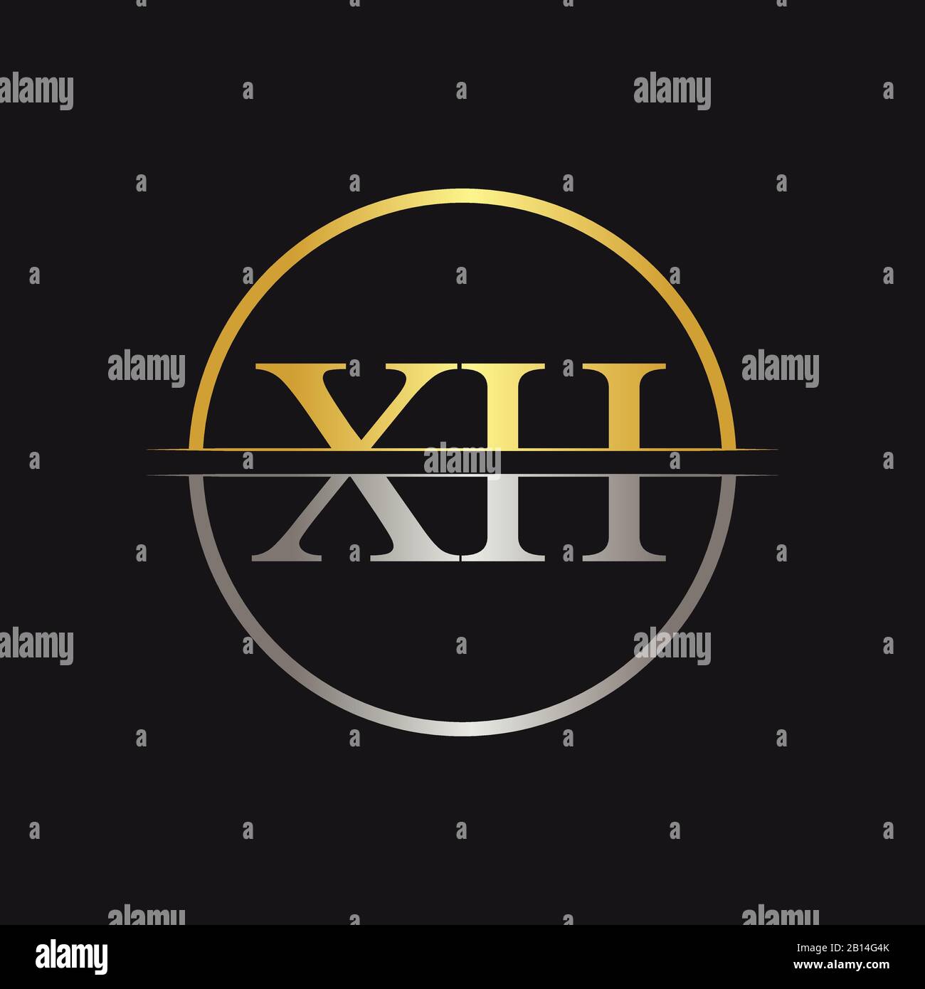 Creative Letter XH Logo Vector With Gold and Silver Colors. Abstract ...