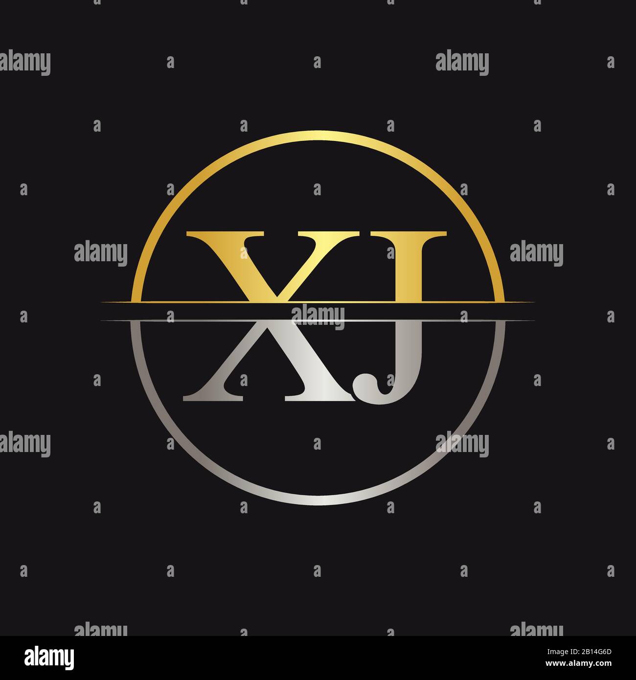 Creative Letter XJ Logo Vector With Gold and Silver Colors. Abstract ...