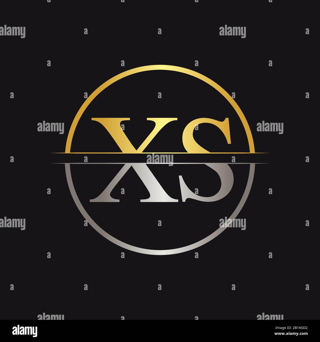 Creative Letter XS Logo Vector With Gold and Silver Colors. Abstract ...