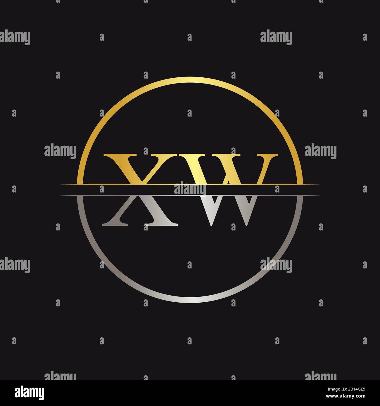 Creative Letter XW Logo Vector With Gold and Silver Colors. Abstract ...