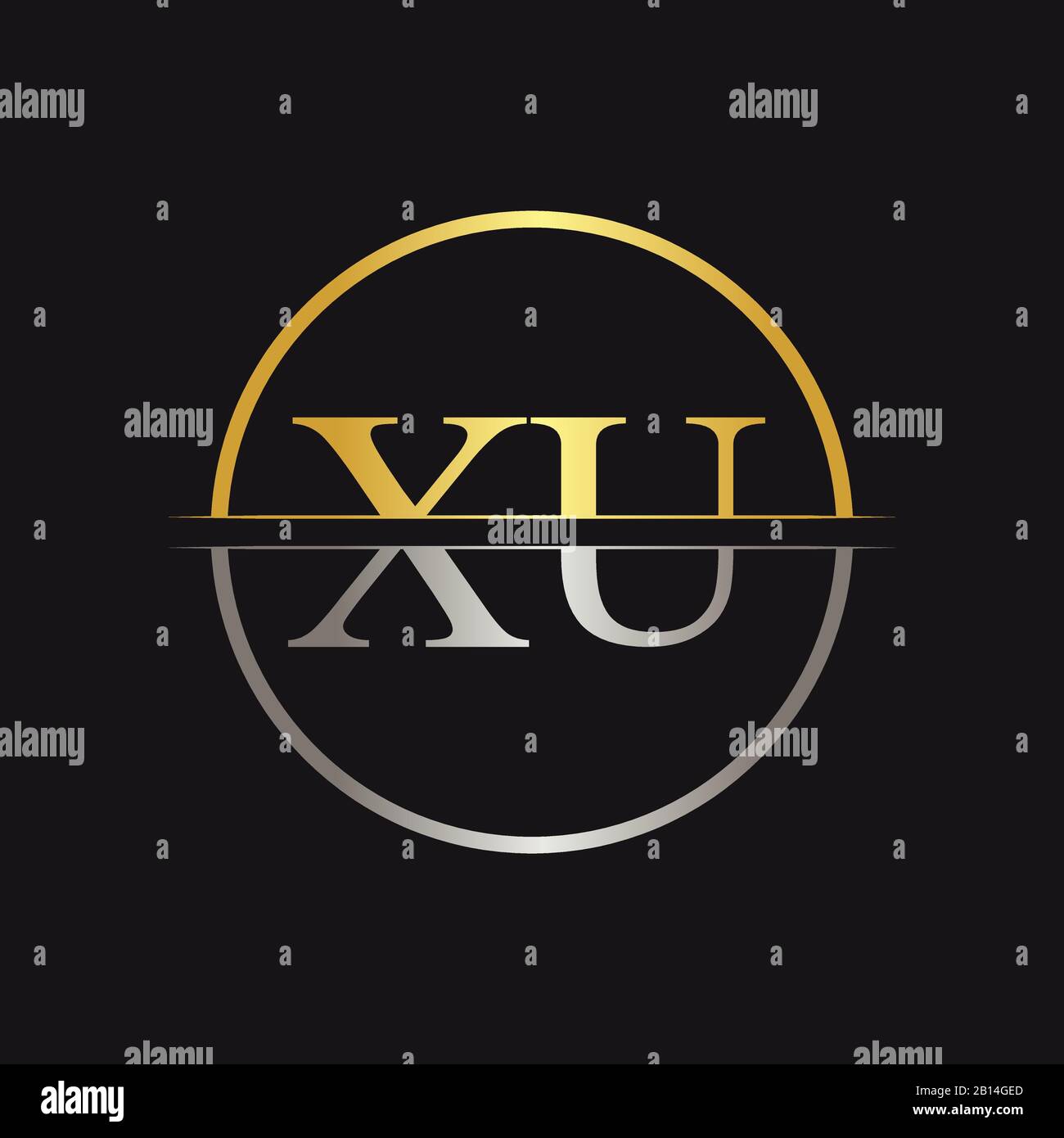 Creative Letter XU Logo Vector With Gold and Silver Colors. Abstract ...