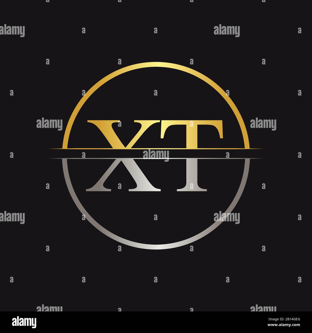 Creative Letter XT Logo Vector With Gold and Silver Colors. Abstract ...