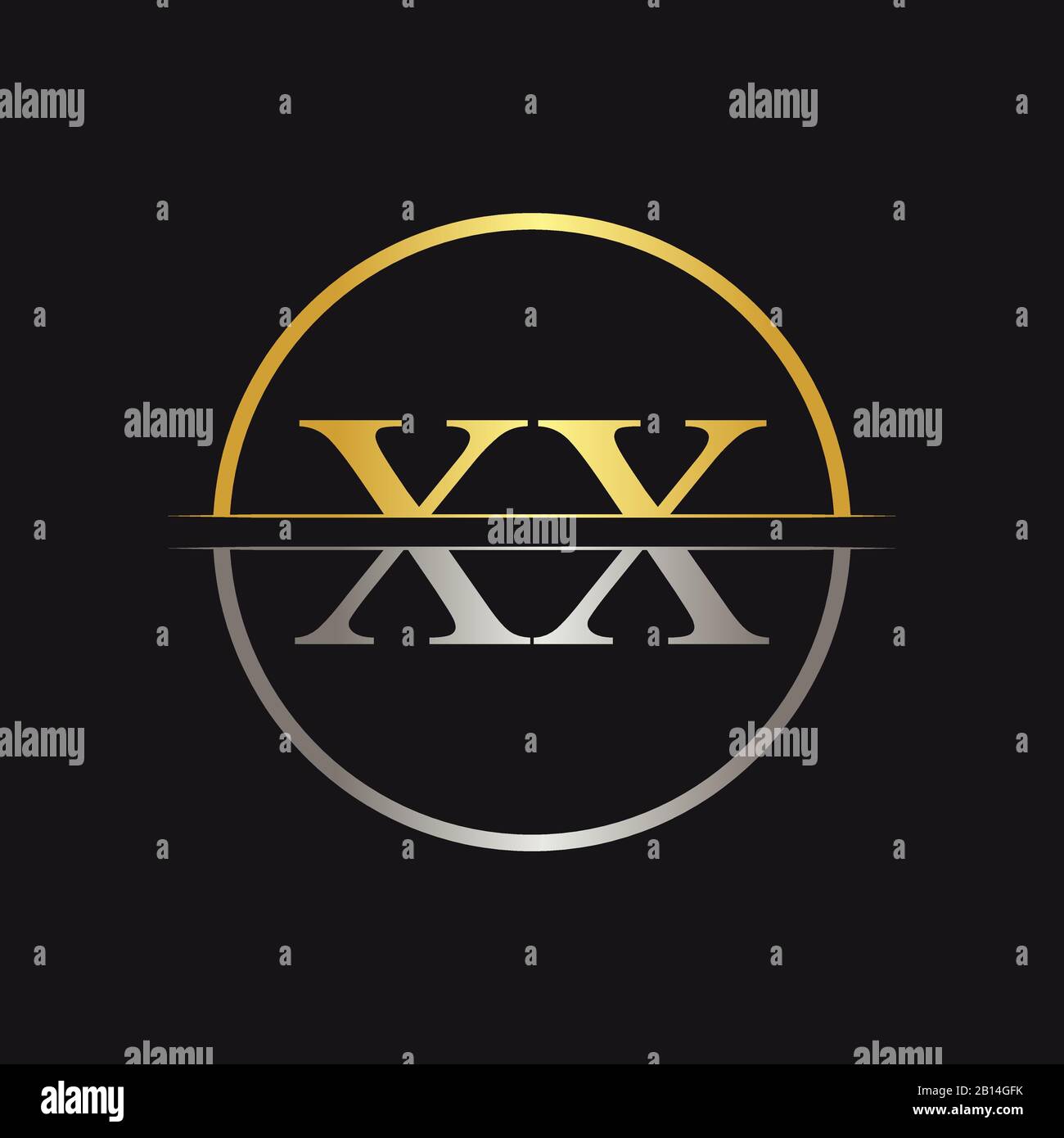 Creative Letter XX Logo Vector With Gold and Silver Colors. Abstract ...