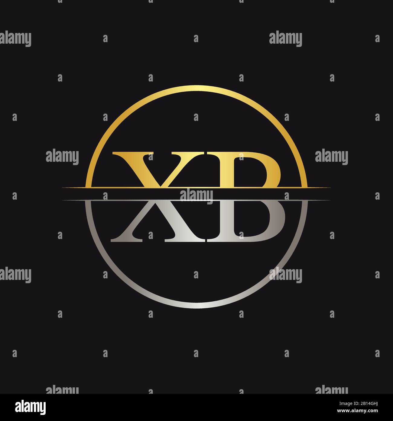 Creative Letter XB Logo Vector With Gold and Silver Colors. Abstract ...
