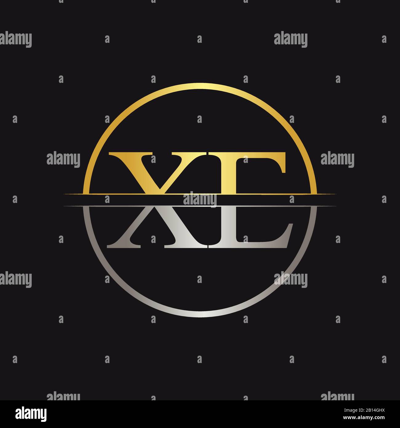 Creative Letter XE Logo Vector With Gold and Silver Colors. Abstract ...