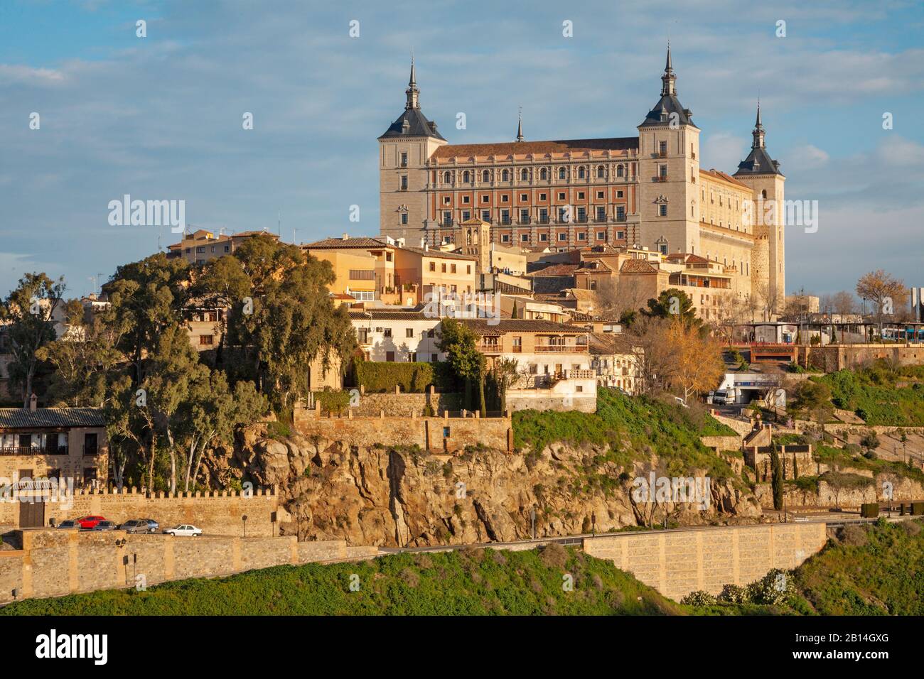 Toledo - The Alcazar castle in morning light Stock Photo - Alamy