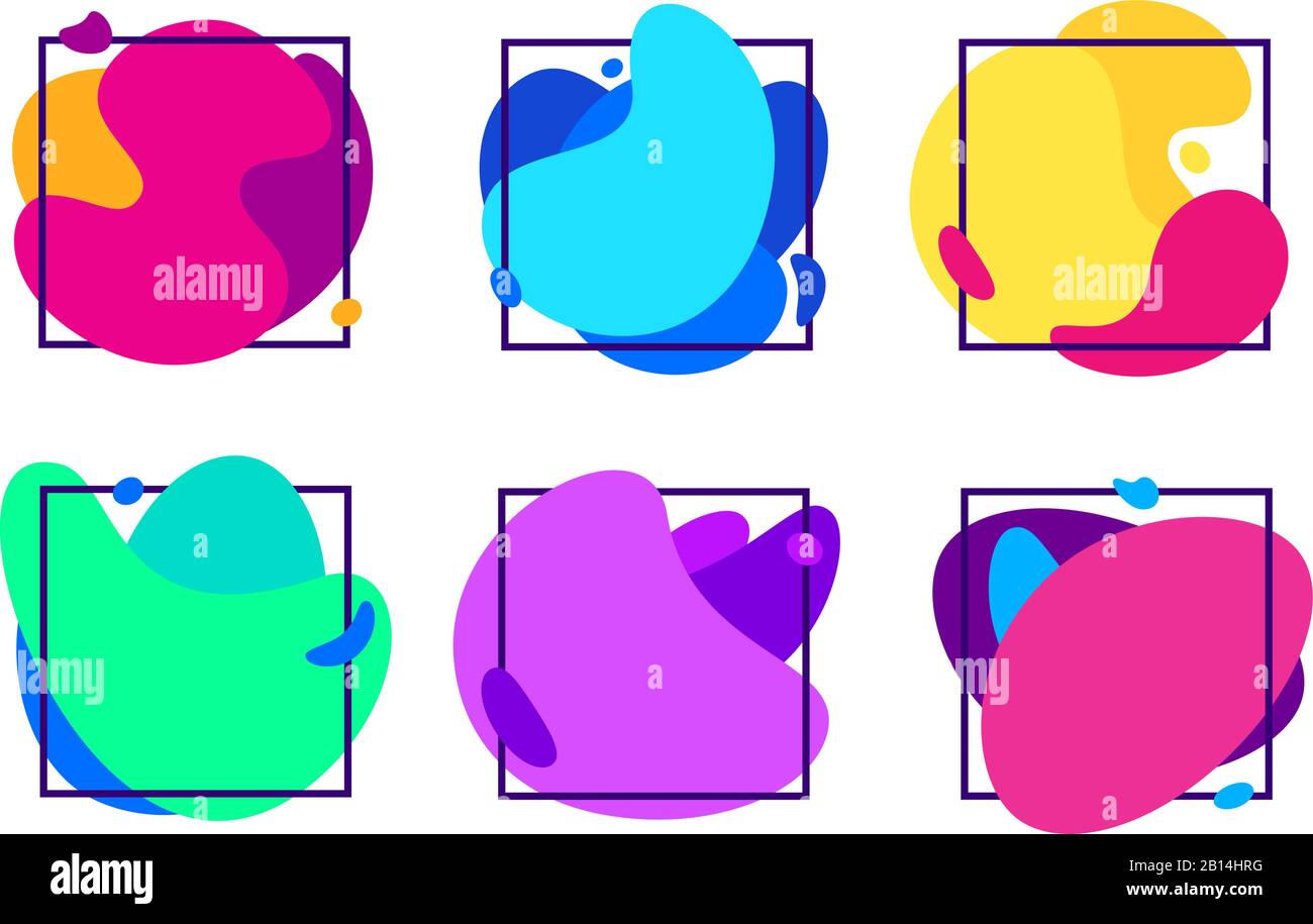 Blur gradients shapes. Organic fluid frame, futuristic colorful gradient liquid frames and ...