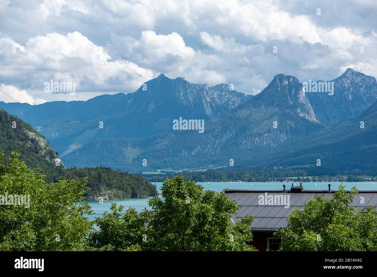 Austrian landscape, lakes and mountains during summer day Stock Photo ...