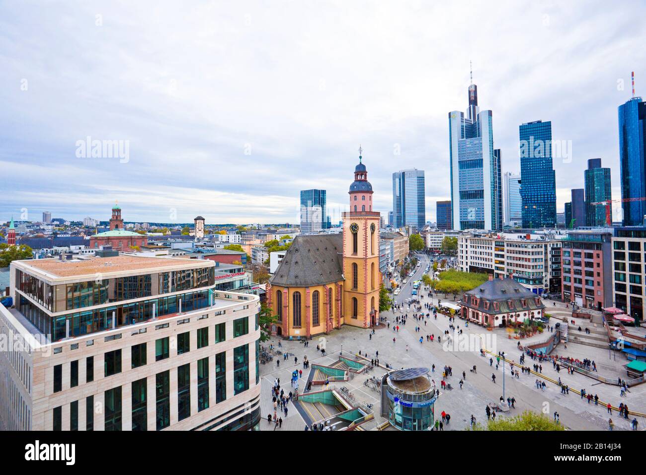 Frankfurt am main, aerial view city skyline at business district ...
