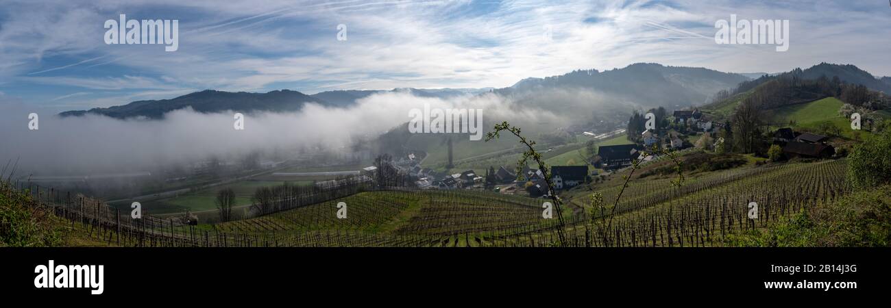 Landscape of the Renchtal at Oberkirch, a village in the Black Forest ...