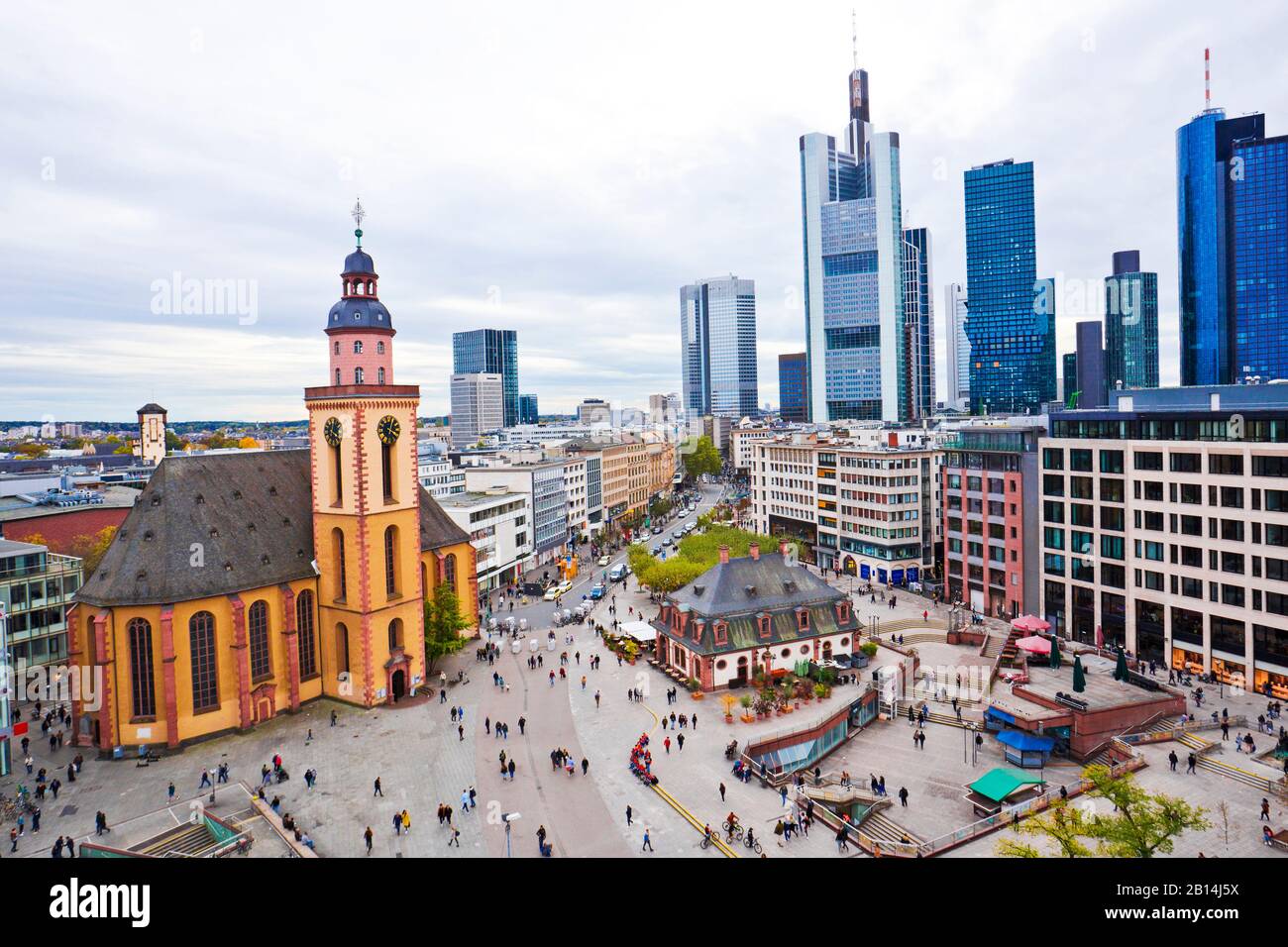 Frankfurt am main, aerial view city skyline at business district ...