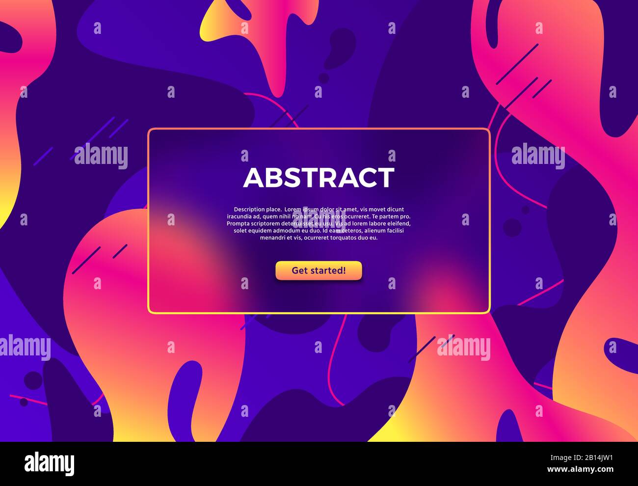 Abstract fluid frame. Modern liquid shapes, colorful violet and purple ...