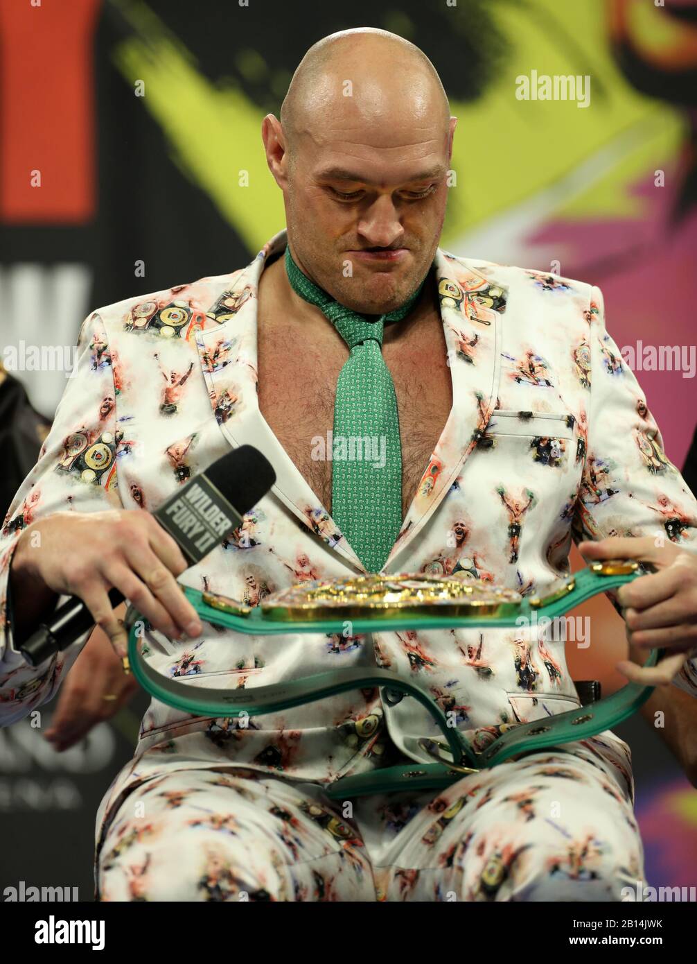 Tyson Fury during the post-fight press conference at the MGM Grand, Las ...